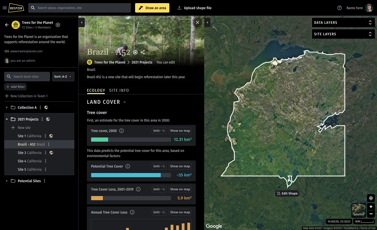 Restor platform sees restoration data come with just a click on a map